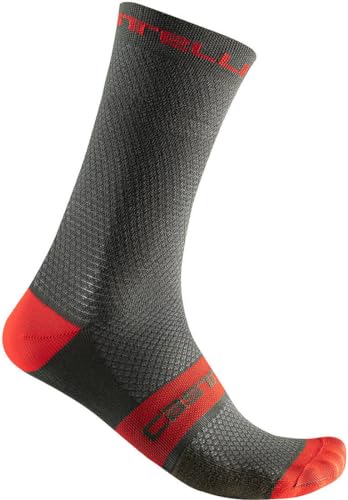 Castelli Superleggera 18 Sock Military Green/Fiery Red, Xxl