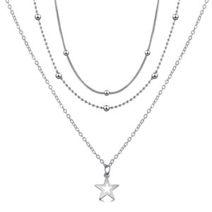 aluinn silver star layered necklace boho choker necklaces chain jewelry layering for women