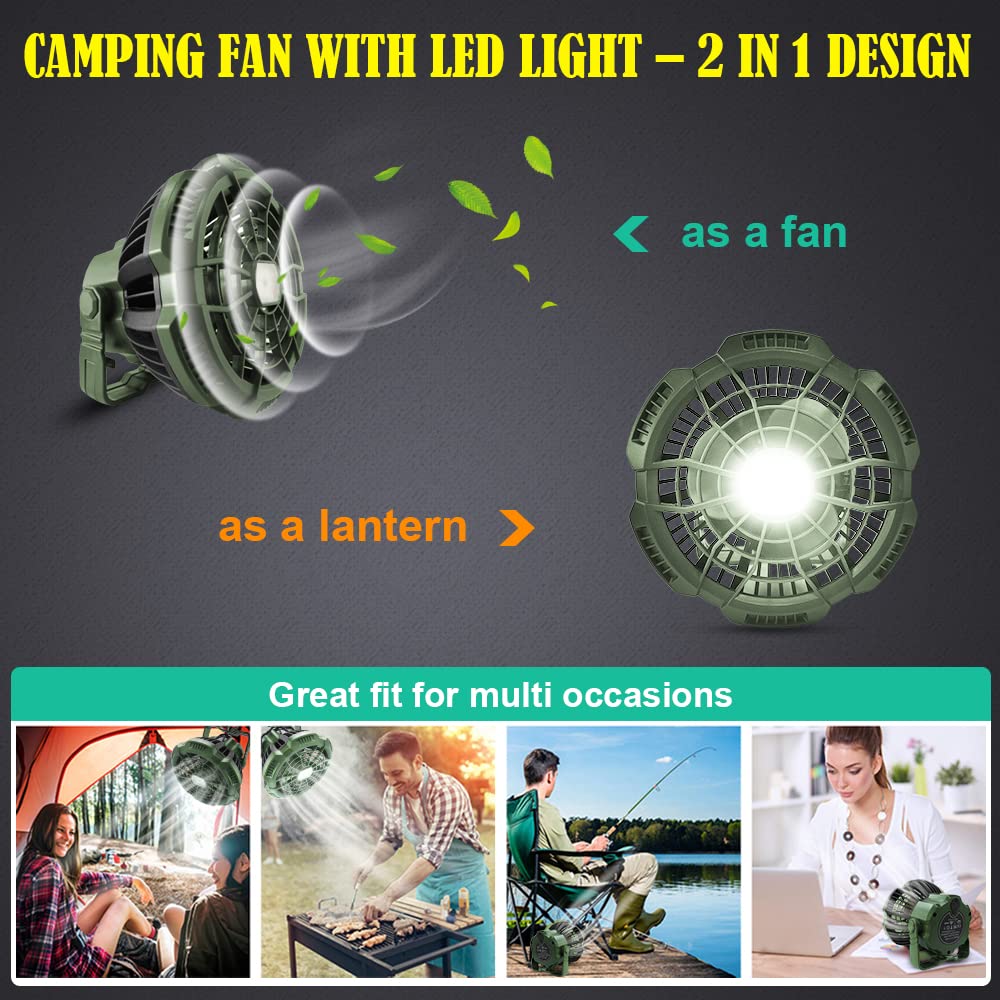 ayamaya Cmping Fan + 4 Person Pop Up Tent, Waterproof Tent & Rechargeable Tent Fan with LEDs Remote Control for Camping