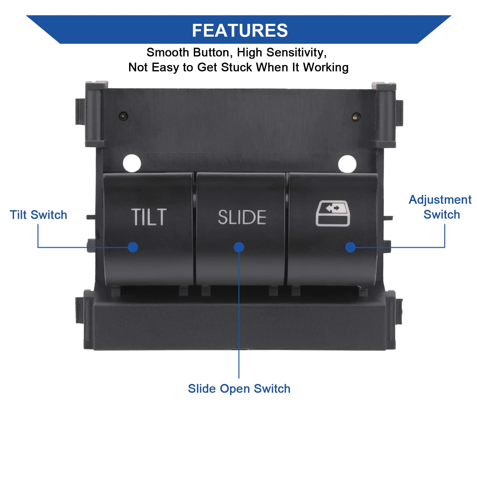 Obaee Overhead Console Sunroof Switch Power Rear Sliding Window Control Compatible with Ford F150 F250 F350 F450 F550 Super Duty 2009 2010 2011 2012 2013 2014 2015 2016 2017 Replaces OEM 9L3Z15B691DA