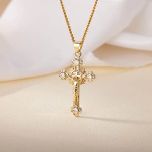 VAttract Cross Necklace for Women 18K Gold Plated Cross Pendant Choker Necklace