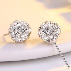 BG&WLing 3 Pieces Crystal Ball Stud Earrings Set for Women, 3 Different Size Sparkle Disco Ball Earring Studs