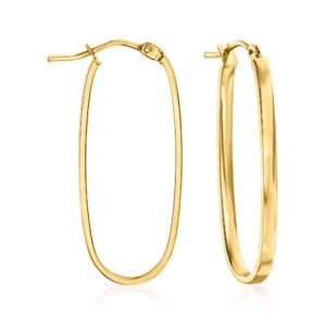 ross-simons italian 14kt yellow gold flat oval hoop earrings