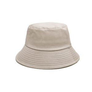 npjy bucket hat for women men cotton summer sun beach fishing cap beige