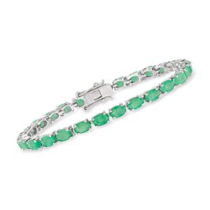 ross-simons 13.00 ct. t.w. emerald tennis bracelet in sterling silver. 8 inches