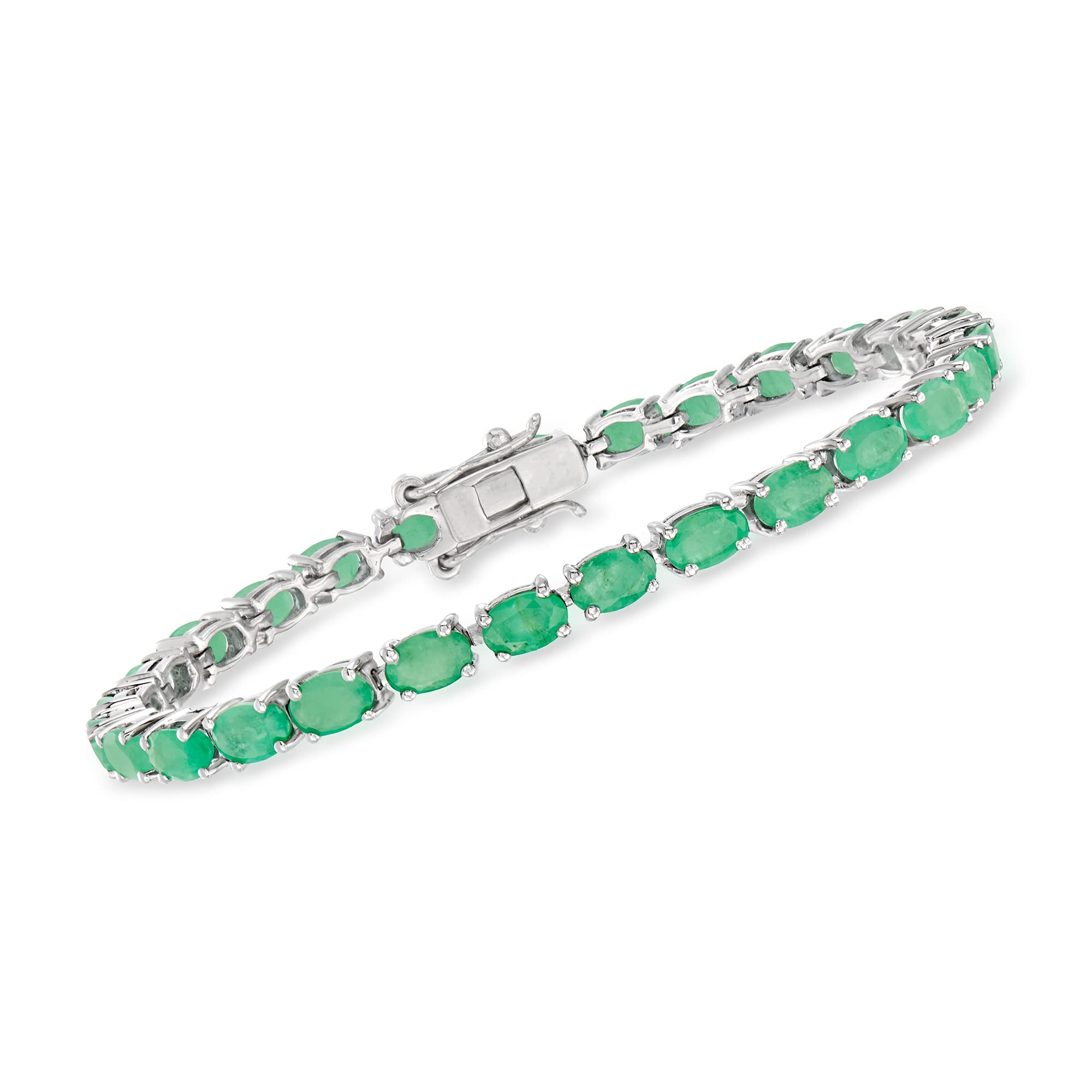 Ross-Simons 13.00 ct. t.w. Emerald Tennis Bracelet in Sterling Silver. 8 inches