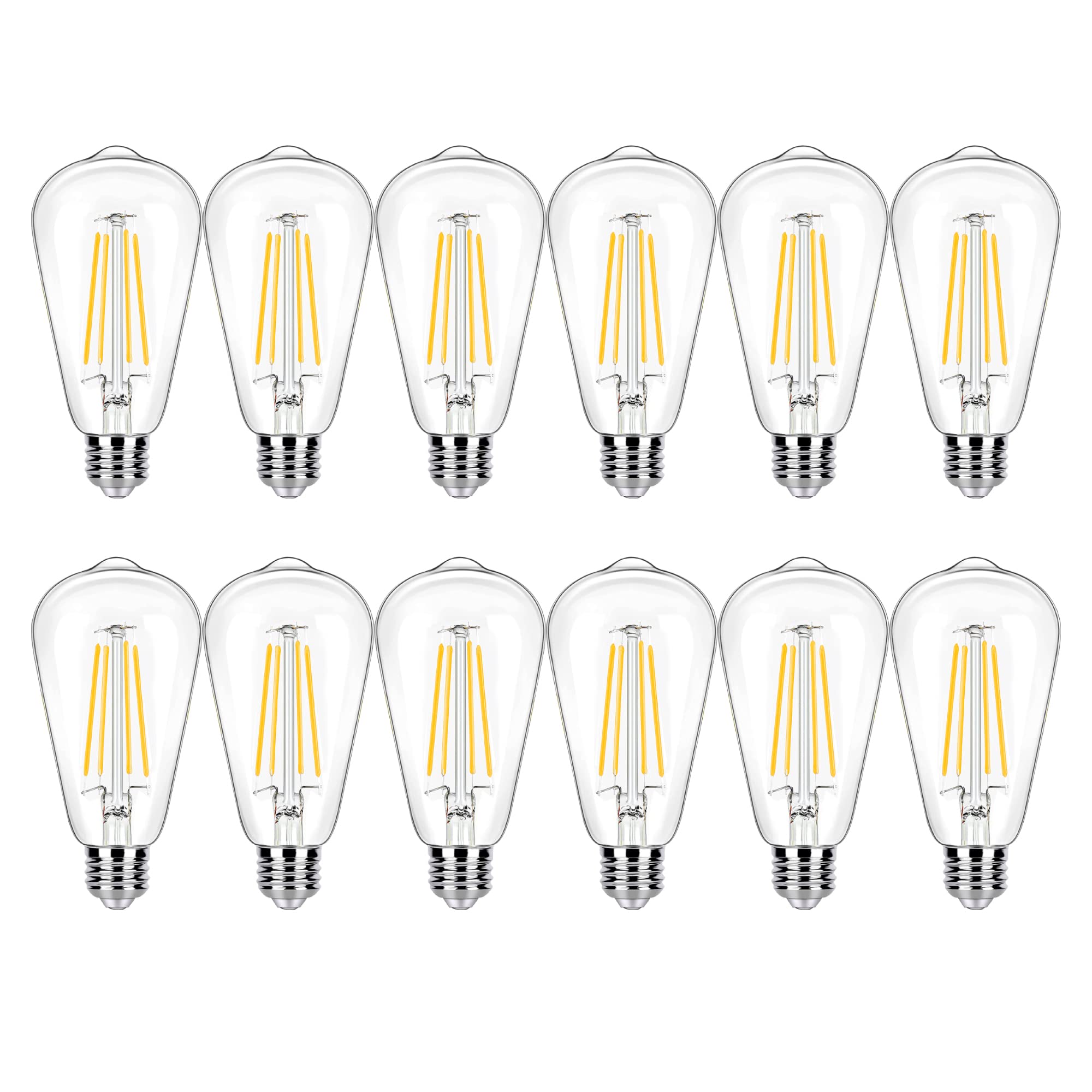 winsaLED Light Bulbs 75 watt, LED Bulbs 60~75 Watt Equivalent, 7W=75W, High Bright 850lm E26 Medium Base, Daylight 4000K Vintage Light Bulb 12pack, Non-Dim…