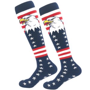 buenwaz men's american flag baseball socks, athletic knee high football sock, patriotic over the calf socks (1 pack, eagle, size 8-12)