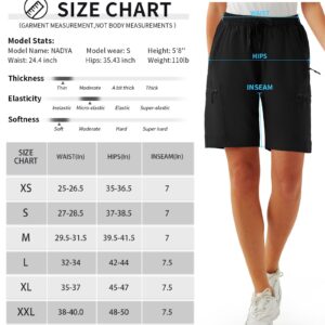 URBEST Women's Hiking Cargo Shorts Quick Dry Lightweight Summer Shorts for Women Outdoor Travel Golf Active with Zipper Pockets Black L