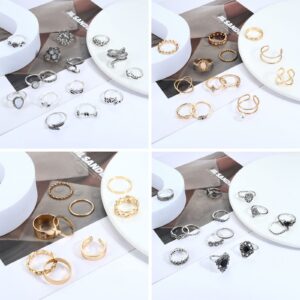 Kakonia 86Pcs Knuckle Rings Set for Women Vintage Boho Aesthetic Rings Pack Stackable Midi Joint Finger Rings