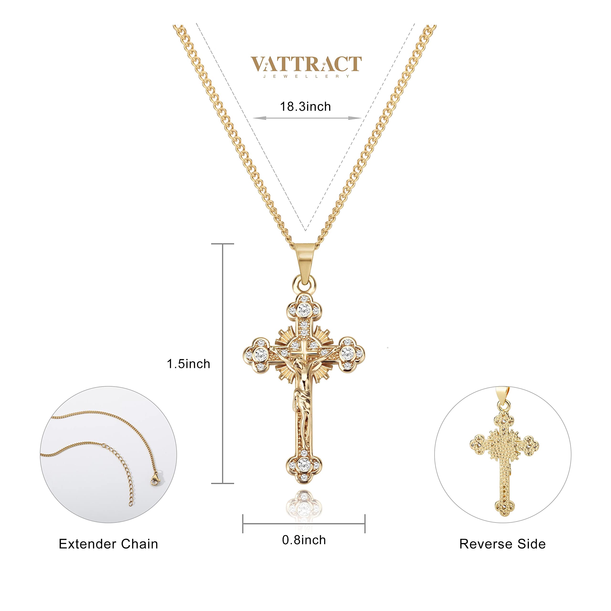 VAttract Cross Necklace for Women 18K Gold Plated Cross Pendant Choker Necklace