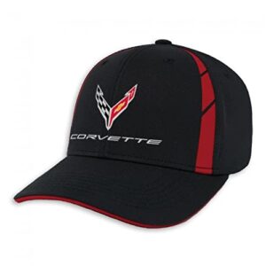 c8 corvette sideline embroidered cap - next generation performance hat - officially licensed by gm black