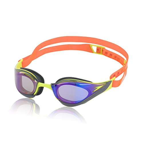 Speedo Unisex-Adult Swim Goggles Mirrored Fastskin Pure Focus, Salso/Atomic Lime/Violet Gold