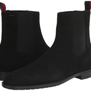 HUGO Mens Smooth Suede Pull On Chelsea Boot Hunting Shoe, Black Oil, 7.5 US