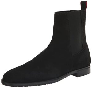 hugo mens smooth suede pull on chelsea boot hunting shoe, black oil, 7.5 us