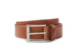 boss men's smooth leather dress belt, light chestnut, one size