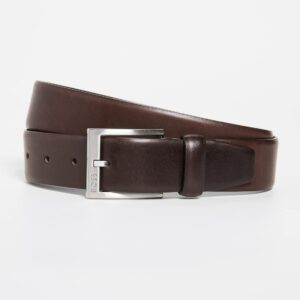 BOSS Men's Smooth Leather Dress Belt, Dark Brown, one Size