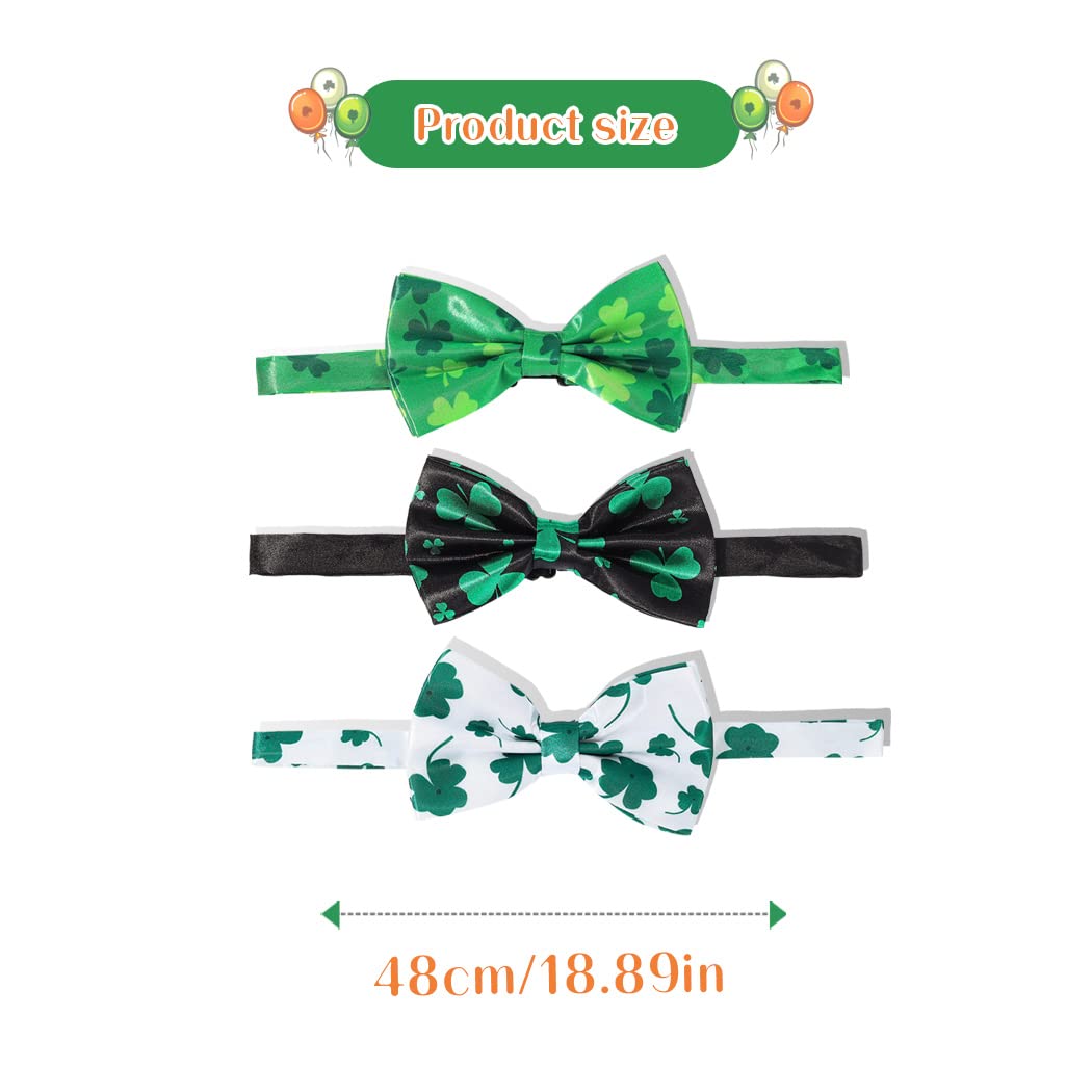 JEWEKY St. Patrick's Day Bow Tie Shamrock Clover Ties Adjustable Party Rave Clothing Accessory for Women and Men (Green)