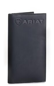 ariat men's black leather bifold wallet with embossed logo