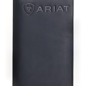 Ariat Men's Black Leather Bifold Wallet with Embossed Logo