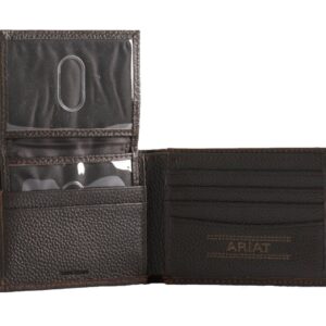 Ariat Men's Brown Leather Bifold Wallet with Mexico Flag Logo