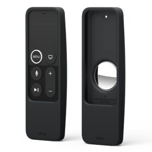 elago r5 locator case compatible with apple tv siri remote 1st generation and compatible with airtag - lanyard included, heavy shock absorption, drop protection, full access to all functions [black]