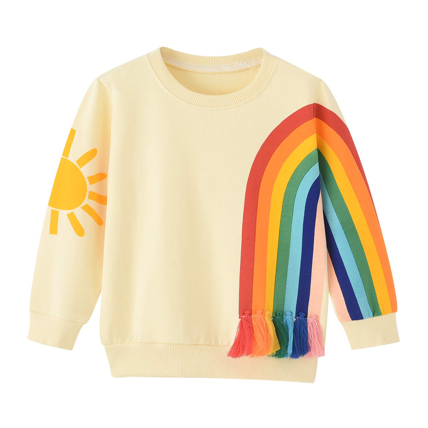 BINIDUCKLING Little Kids Crew Neck Rainbow Sweatshirt Girls 6T