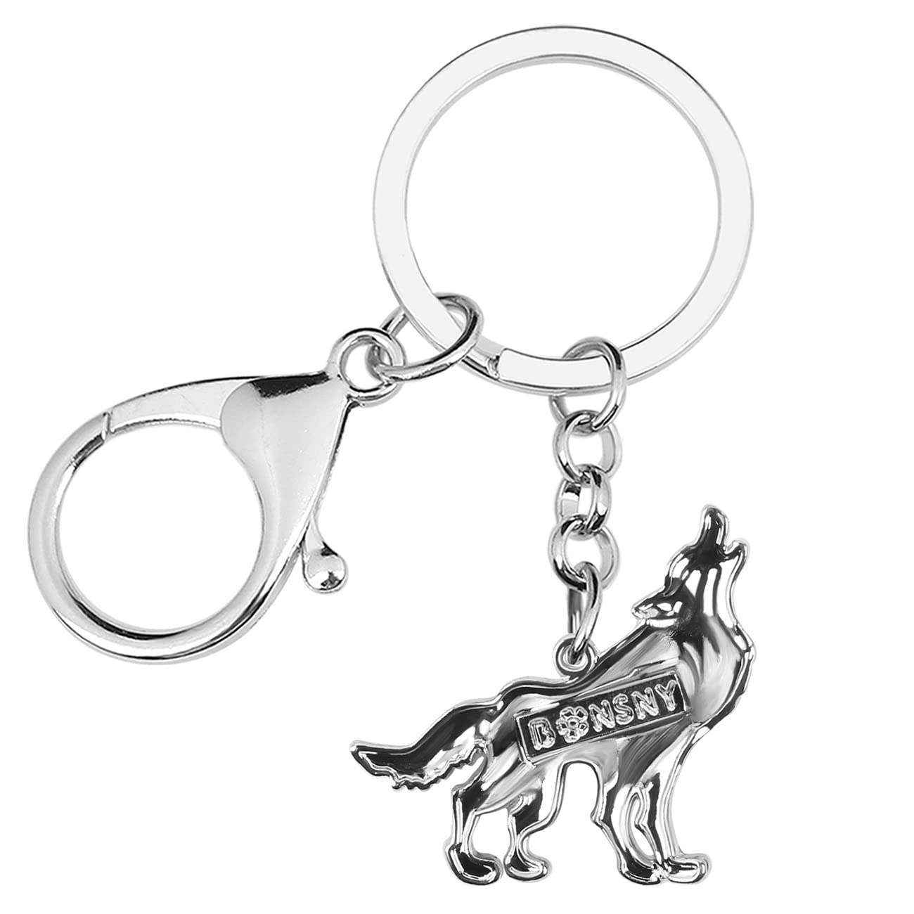 Enamel Alloy Wolf Keychain For Women Girls Animals Keyring Bag Wallet Charms Novelty Gift (Purple),31mm x 33mm