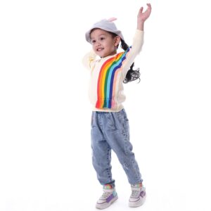 BINIDUCKLING Little Kids Crew Neck Rainbow Sweatshirt Girls 6T