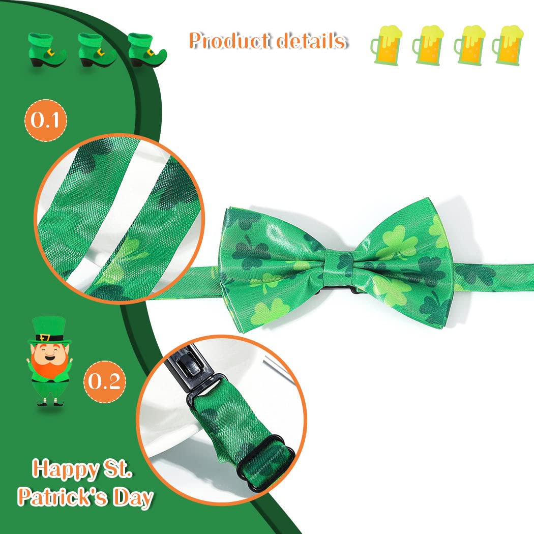 JEWEKY St. Patrick's Day Bow Tie Shamrock Clover Ties Adjustable Party Rave Clothing Accessory for Women and Men (Green)