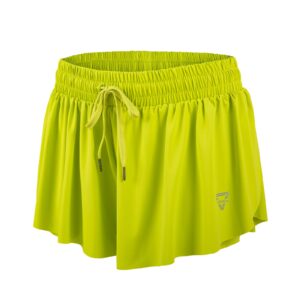 luogongzi 2 in 1 flowy preppy clothes shorts for women gym yoga athletic running workout biker hiking spandex comfy lounge skirt summer (s, yellow green)