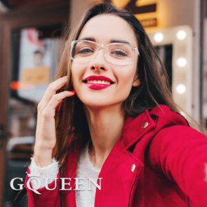 GQUEEN Fake Clear Lens Glasses Non Prescription Glasses Eyeglasses Rectangular Transparent Frame