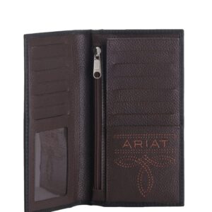 Ariat Men's Black Leather Bifold Wallet with Embossed Logo