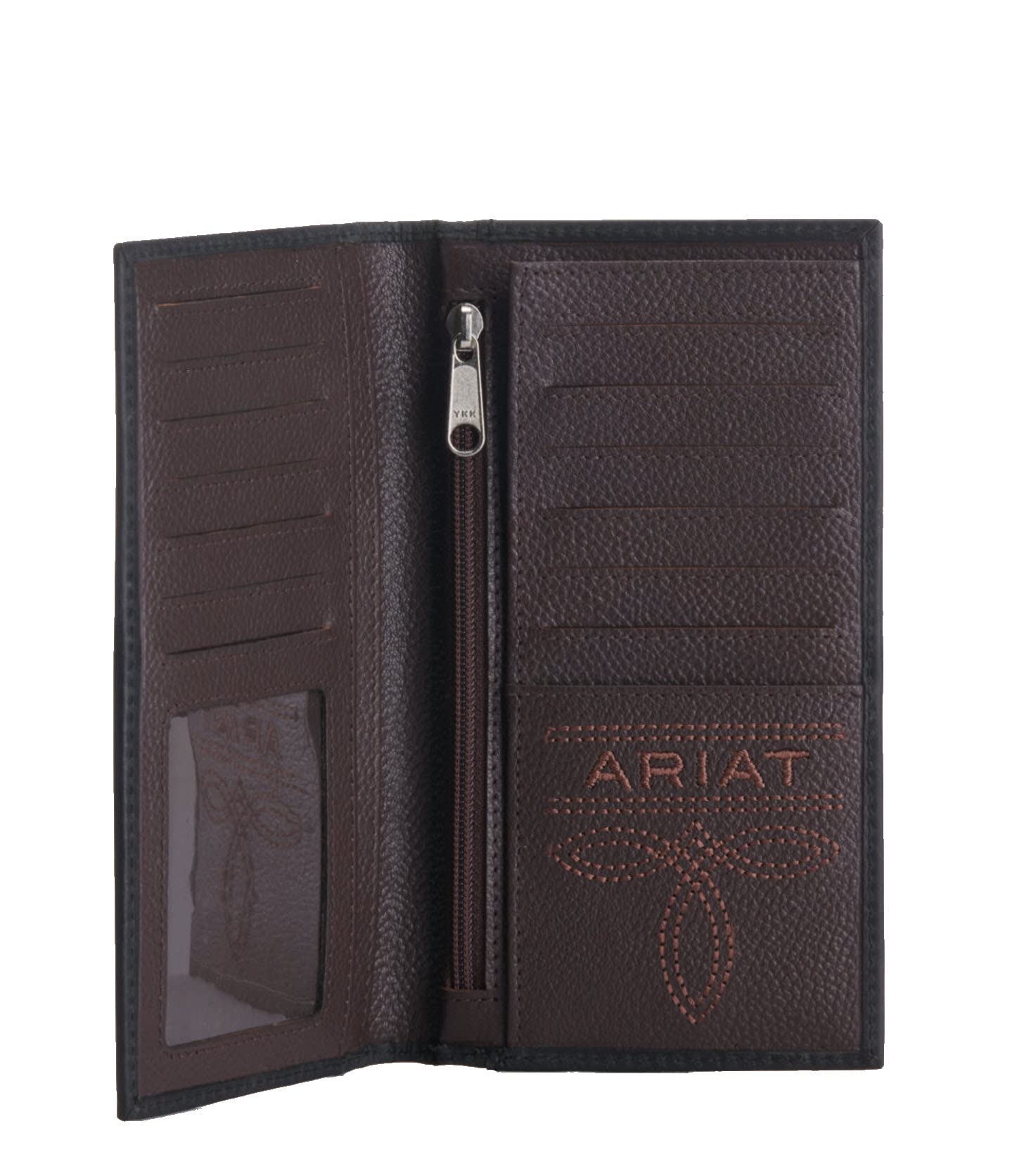 Ariat Men's Black Leather Bifold Wallet with Embossed Logo