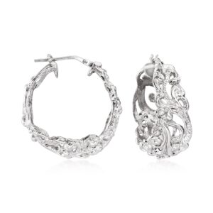 ross-simons italian sterling silver florentine hoop earrings