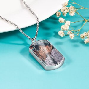 Fanery Sue Urn Necklace for Human Ashes,Personalized Urn Necklace for Ashes with Picture Inside, Cremation Urn Jewelry Ashes Keepsake Necklace for Women & Men (Silver Classic)