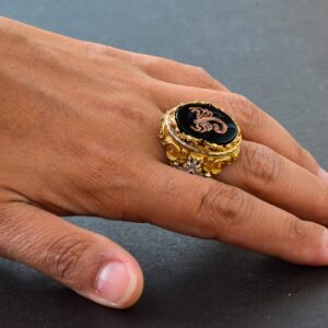 Men's Sterling Silver Ring - Gold Plated Ring - Signet Ring (Scorpion)