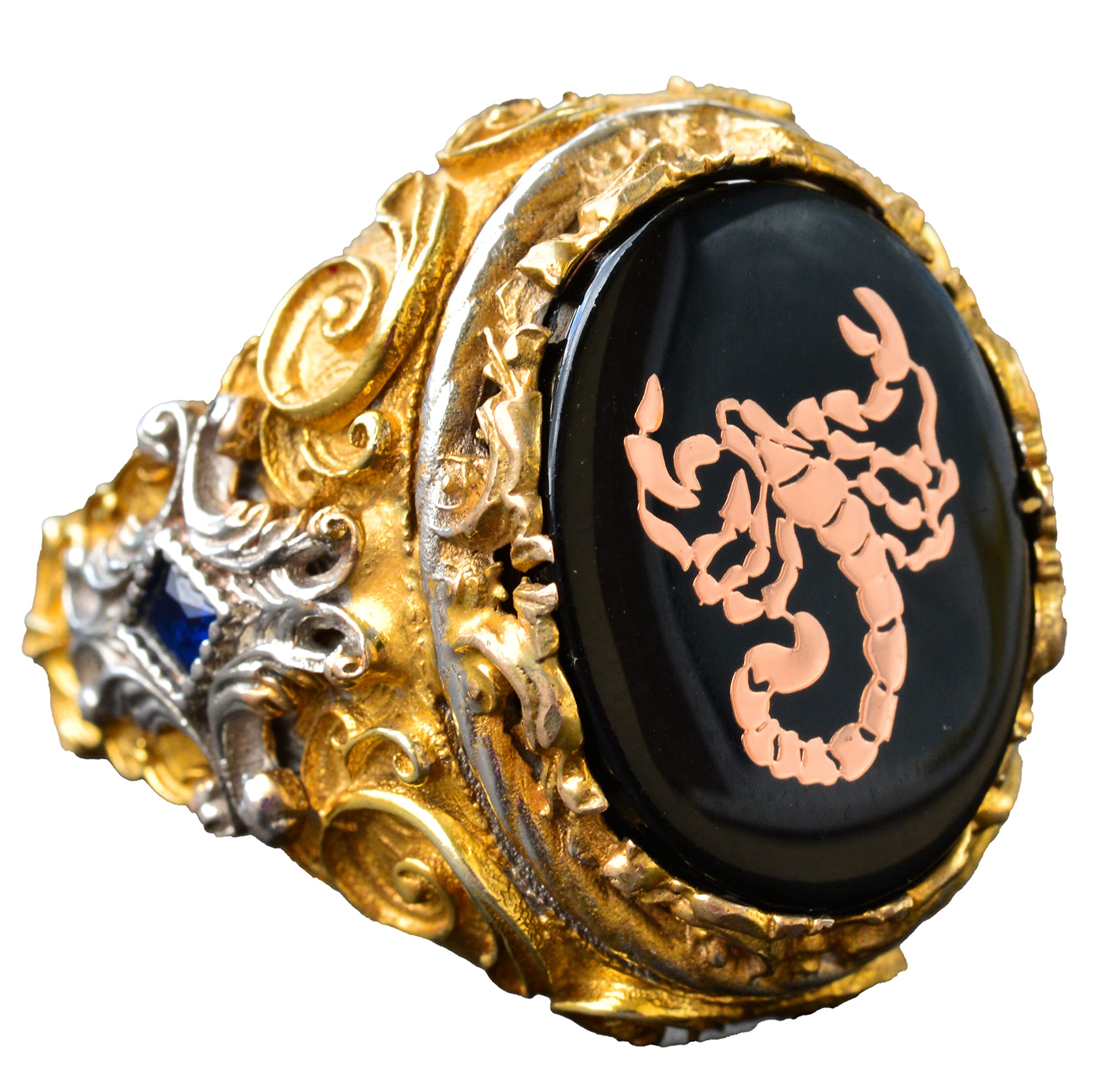 Men's Sterling Silver Ring - Gold Plated Ring - Signet Ring (Scorpion)