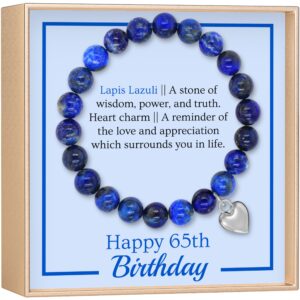 OLGAS GEMS 65th Birthday Milestone Bracelet & Meaningful Message Card for Women - Beautiful and Sentimental 65th Birthday Gifts for Women