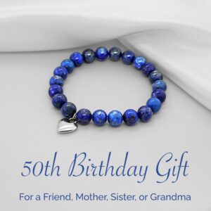 OLGAS GEMS Cool Gifts for 50 Year Old Woman - 50th Birthday Milestone Bracelet & Meaningful Message Card - Beautiful and Sentimental 50 Year Old Gifts for Women