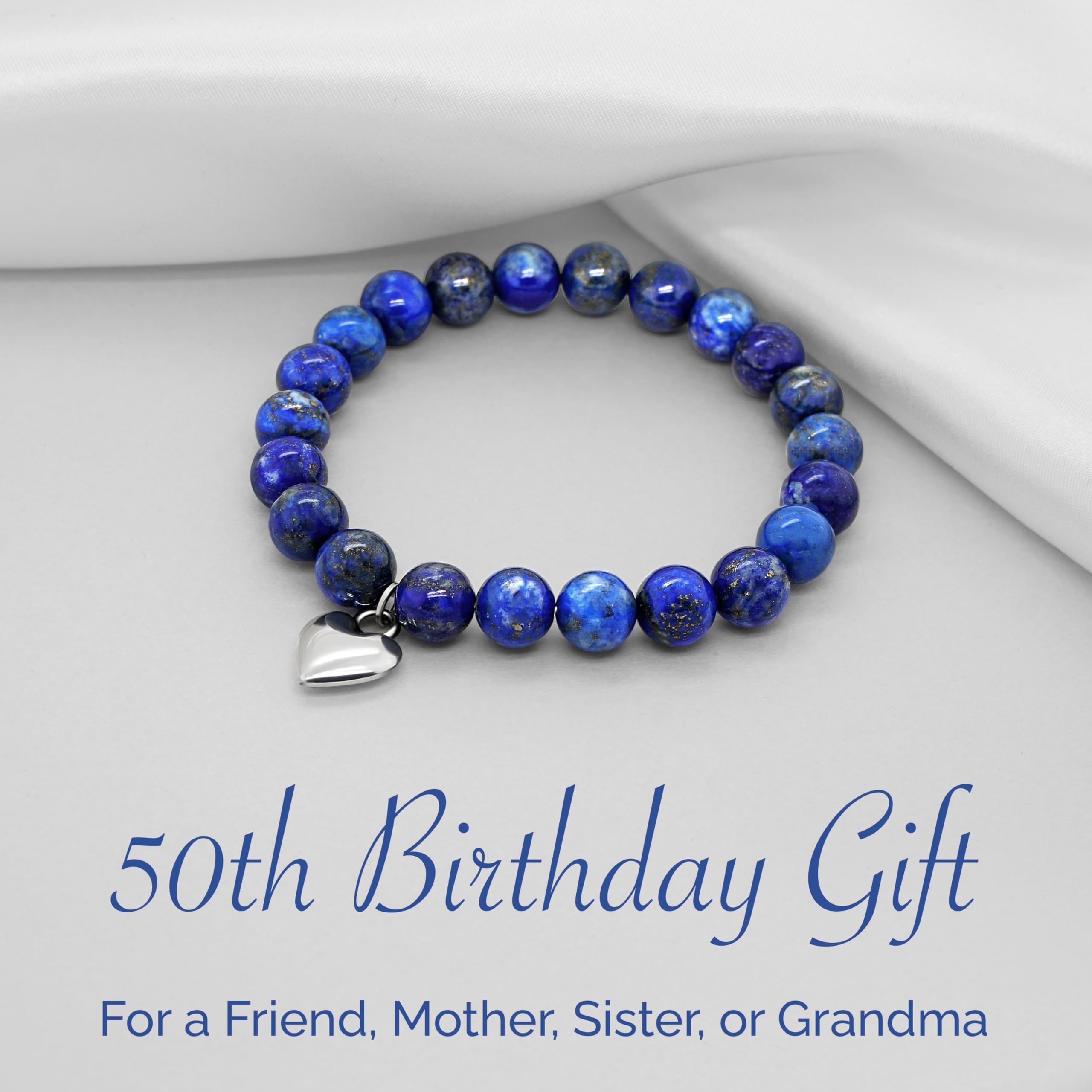 OLGAS GEMS Cool Gifts for 50 Year Old Woman - 50th Birthday Milestone Bracelet & Meaningful Message Card - Beautiful and Sentimental 50 Year Old Gifts for Women