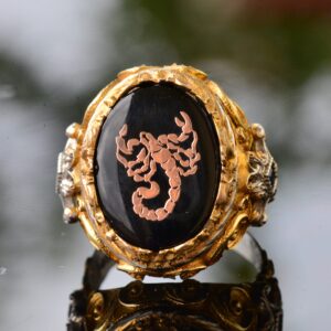 Men's Sterling Silver Ring - Gold Plated Ring - Signet Ring (Scorpion)