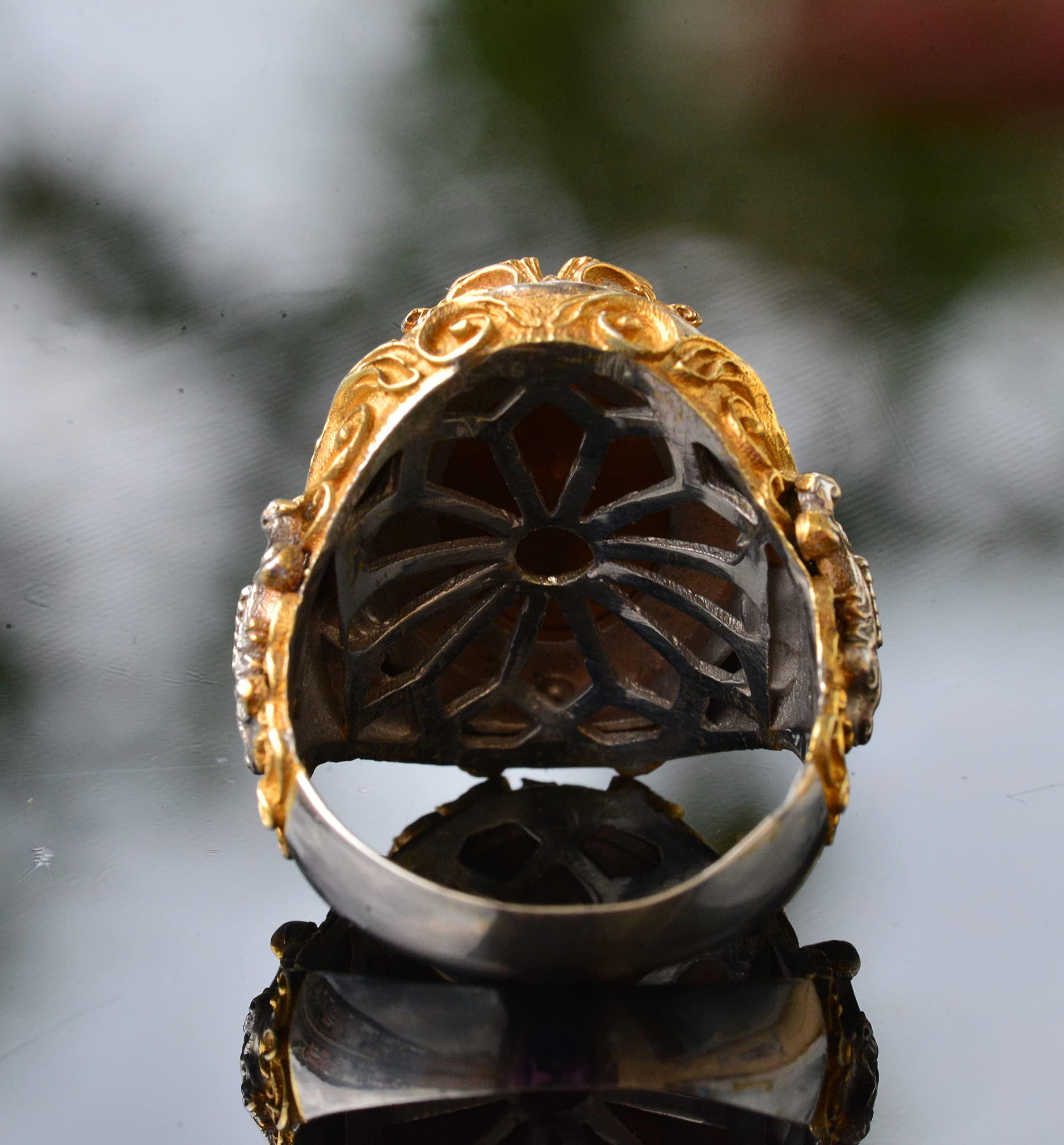 Men's Sterling Silver Ring - Gold Plated Ring - Signet Ring (Scorpion)