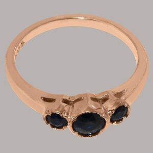 LetsBuyGold 14k Rose Gold Natural Sapphire Womens Statement Ring - Size 6.75