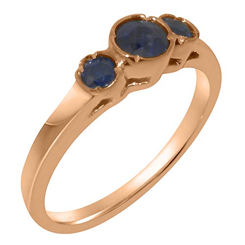 LetsBuyGold 14k Rose Gold Natural Sapphire Womens Statement Ring - Size 6.75