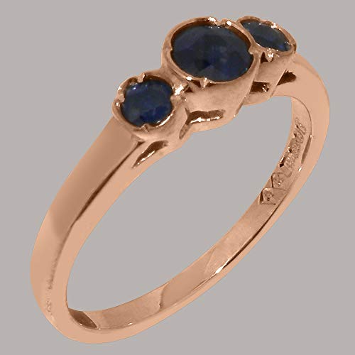 LetsBuyGold 14k Rose Gold Natural Sapphire Womens Statement Ring - Size 6.75