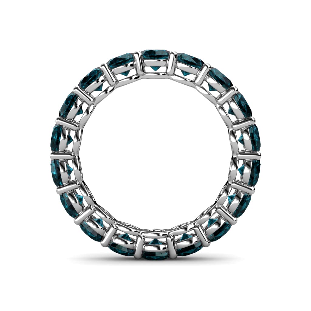 London Blue Topaz 3.04 ctw to 3.61 ctw Women Eternity Ring Stackable 14K White Gold-6.0