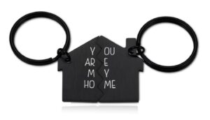 couples keychain 2 pcs you are my home keyring for couples girlfriend boyfriend friend gift (black(home))