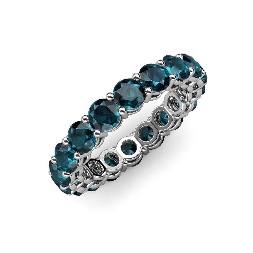 London Blue Topaz 3.04 ctw to 3.61 ctw Women Eternity Ring Stackable 14K White Gold-6.0