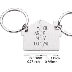 Couples Keychain 2 pcs You Are My Home Keyring for Couples Girlfriend Boyfriend Friend gift (Black(Home))